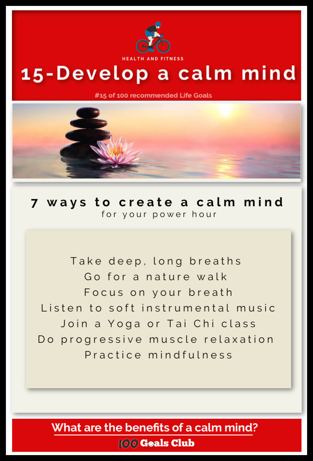 Calm mind benefits include stress reduction!